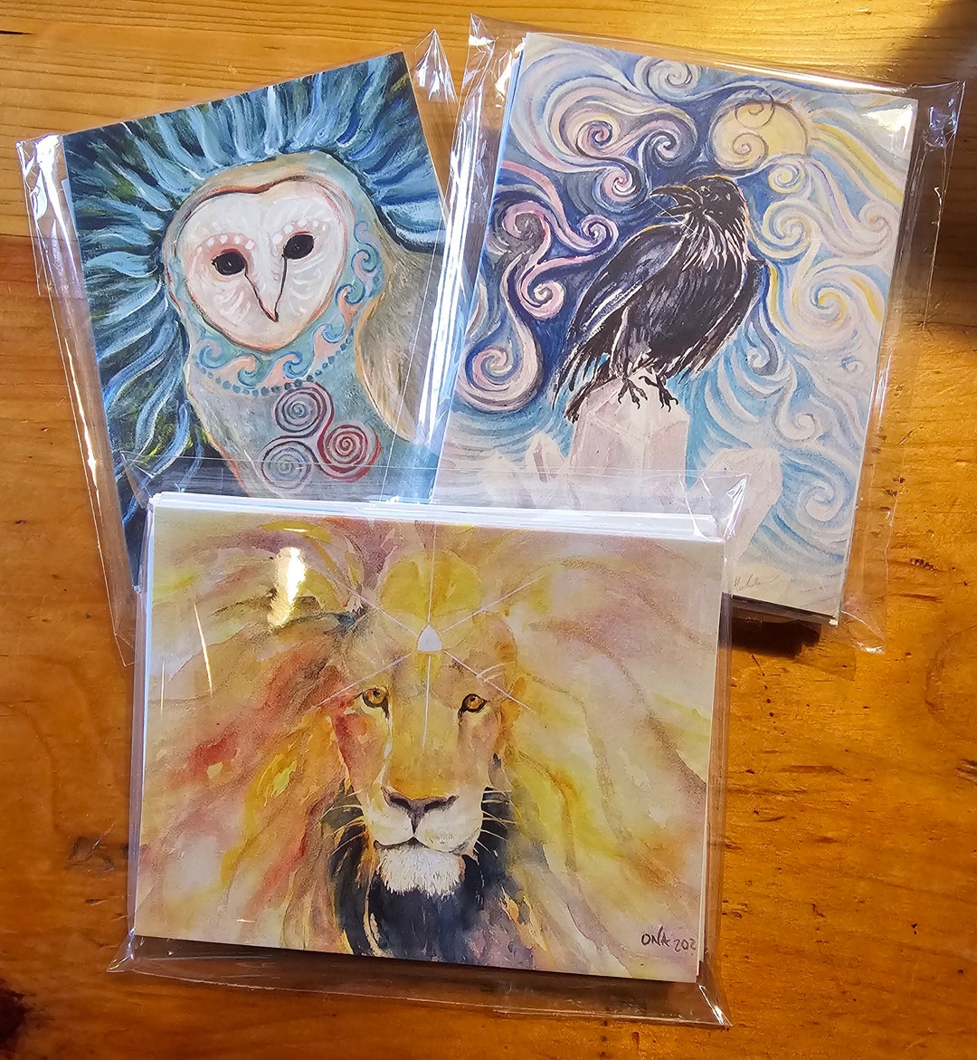 8-pack Spirit Animal Notecards, Spirit Animal Greeting Cards, Power ...