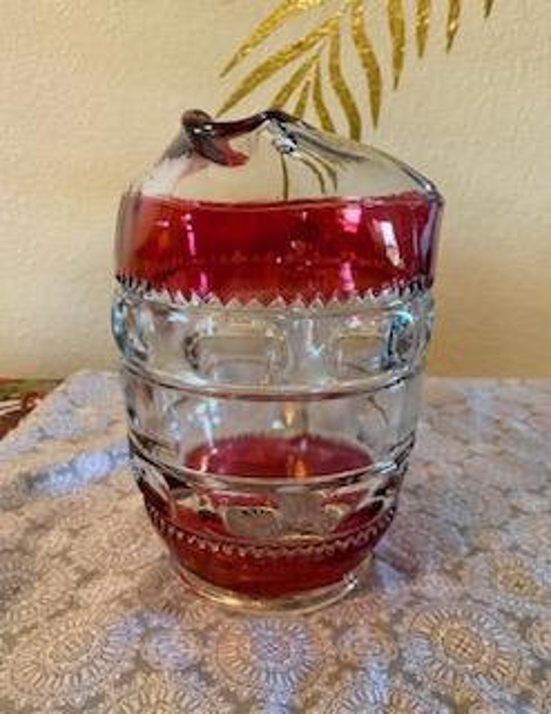 Tiffin King's Crown Pitcher 7 3/4" - Cranberry Flashed - Etsy