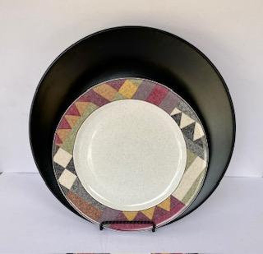 Mismatched Stoneware Place Setting Black/abstract - Etsy