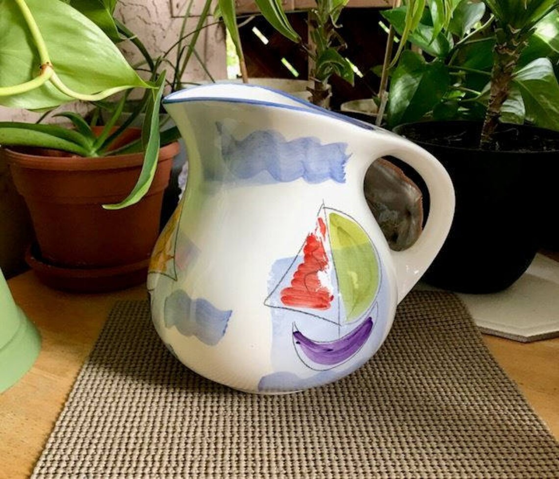 ARM Italy Hand-painted Ceramic Pitcher Boats and Fish Design - Etsy