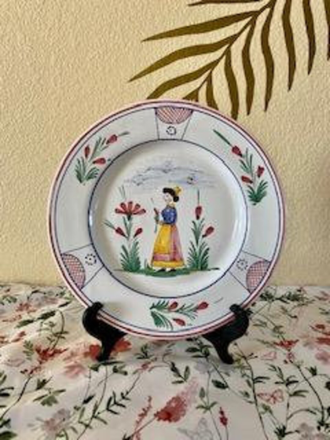 Sberna Deruta Ceramic Plate - Girl and Flowers - Etsy