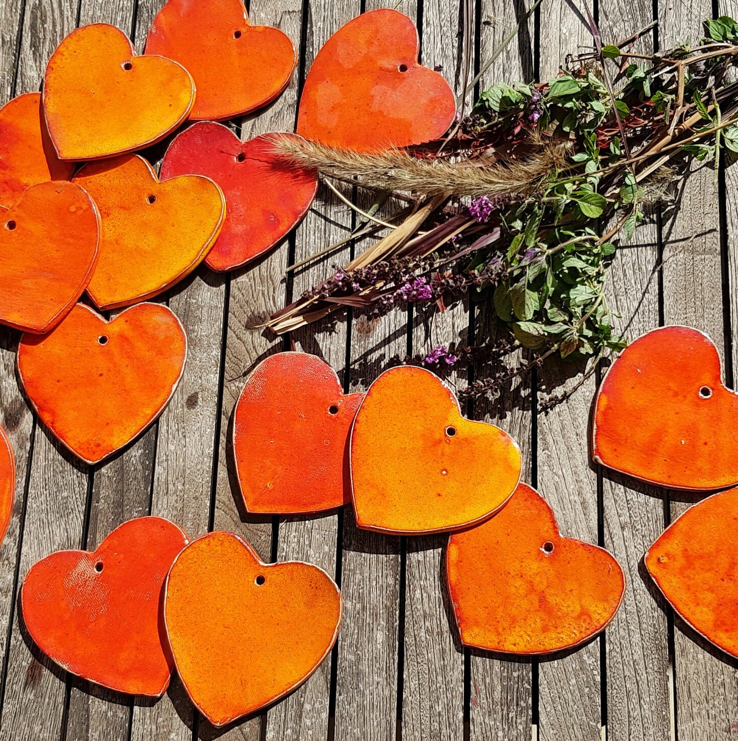 Large Ceramic Heart Decor, Hanging Red Heart Decor, Hanging Ceramic ...