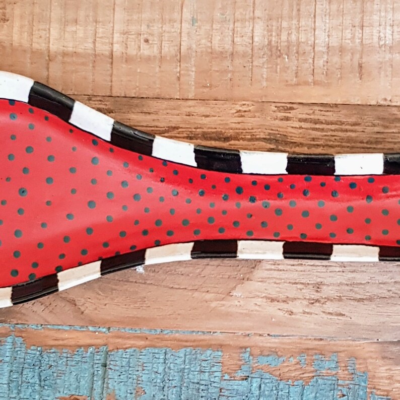 Spoon Rest Hand Painted With Polka Dots, Spoon Holder, Ceramic Colorful ...