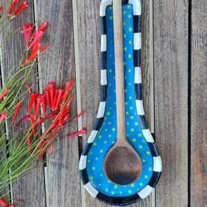 Polka Dots Spoon Rest Hand Painted, Spoon Holder, Housewarming Gift ...