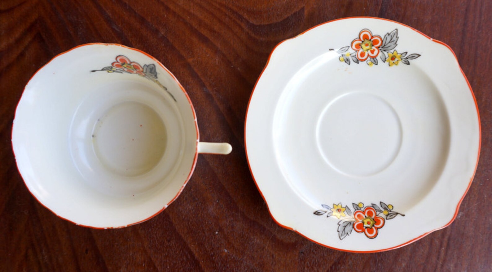 Antique Porcelain Tea Cup With Rectangular Saucer White China | Etsy