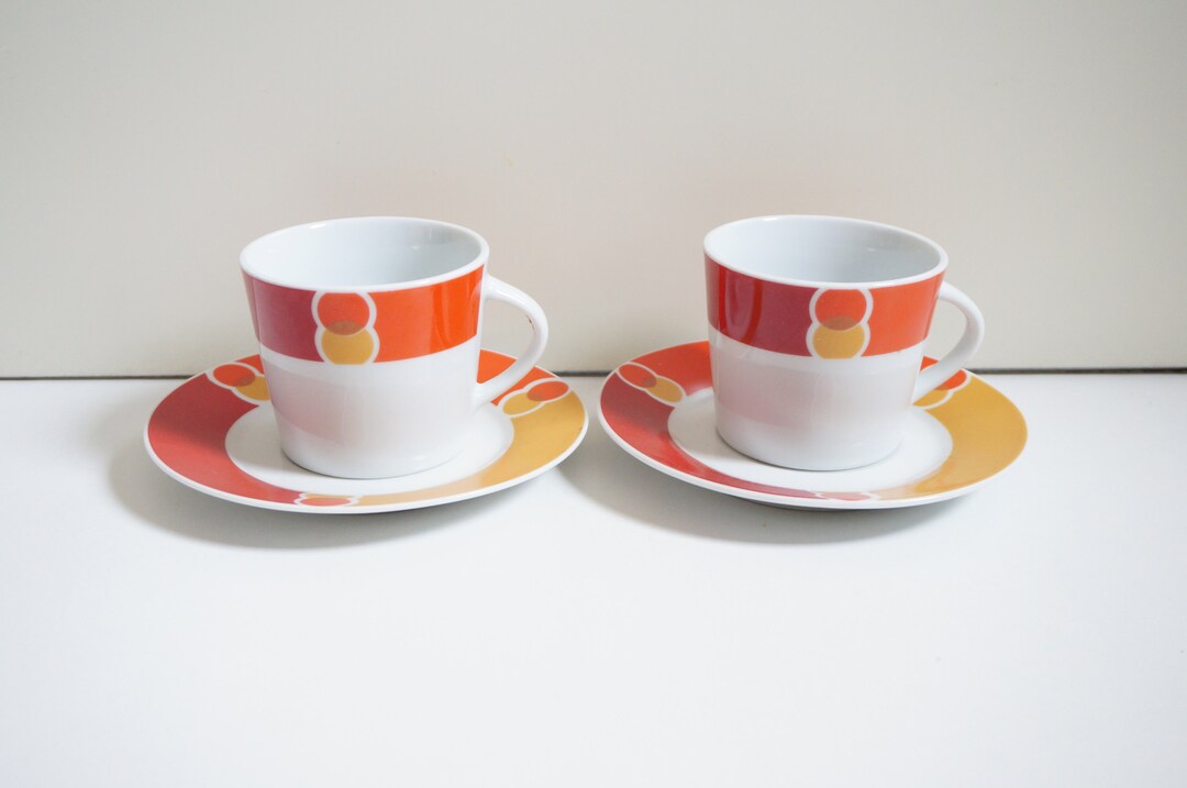 Retsch Arzberg Germany Set of 2 Cups Saucers. Contemporary 1980s Design ...