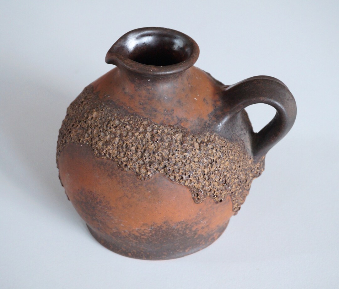 Carstens Handmade Crusty Lava Brown Vase, Tönnieshof West Germany 1960 ...