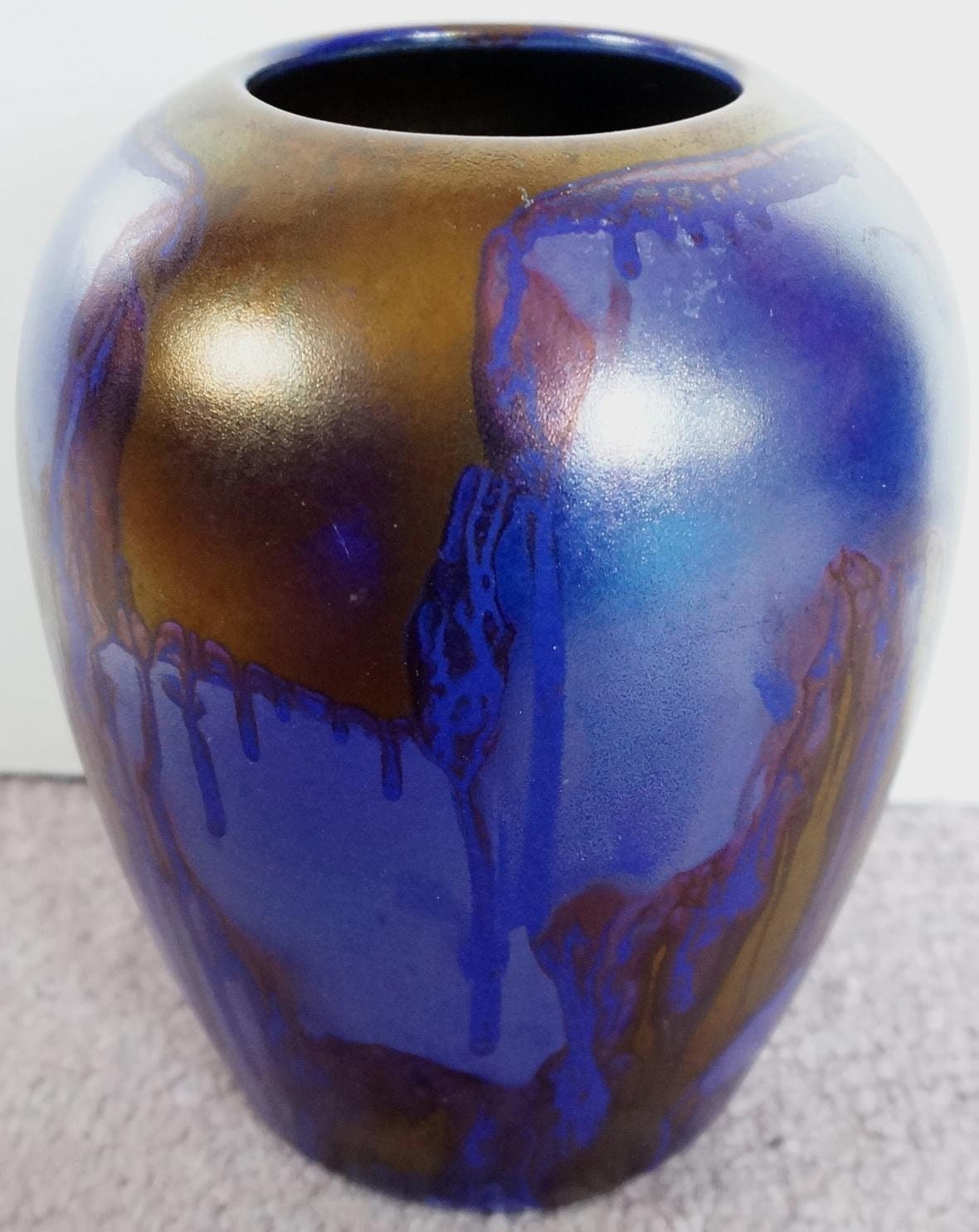 Deep Purple Blue Satin Shiny Pottery Vase Possibly by | Etsy