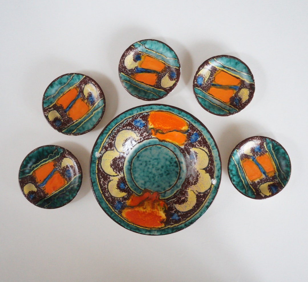 1930s Art Deco Petit Fours, Snack Presenting Set 1 Plate, 5 Small Side ...