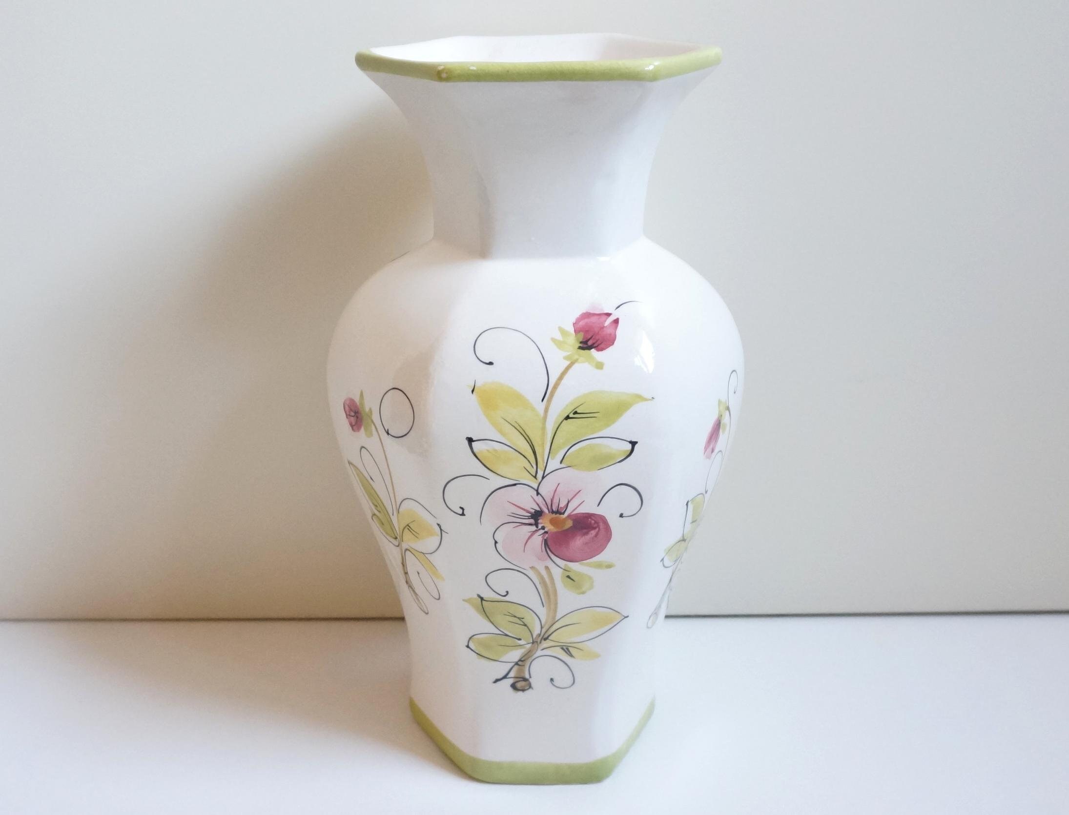 Beautiful Italian Ceramic Vase Sensitive Handpainted Violets - Etsy ...
