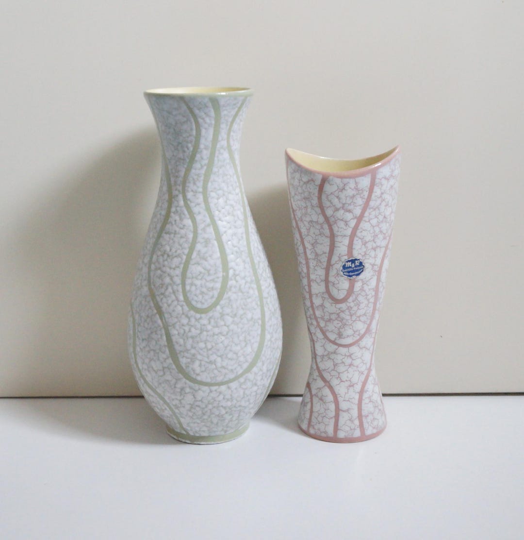 2 Modernist 1950s Vases. Marzi & Remy Keramik West Germany 1019 /1022. Vintage German Pottery ...