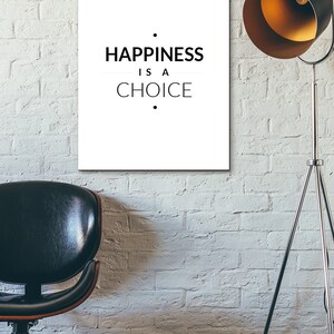 Happiness is A Choice : Wall Decor Typography Print Inspirational Quote ...