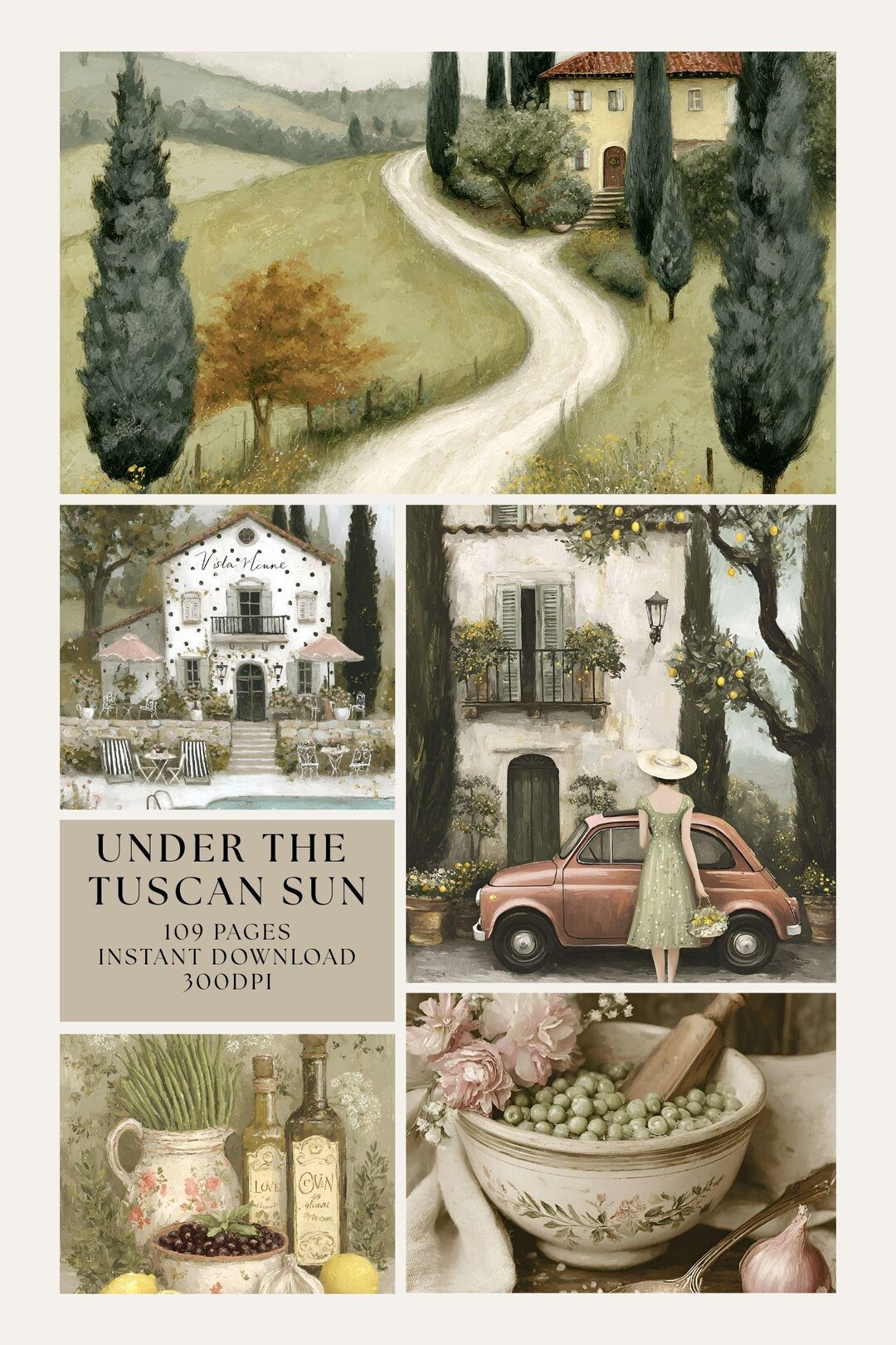 Under the Tuscan Sun Junk Journal Pages, Lemon Illustrations, Floral ...