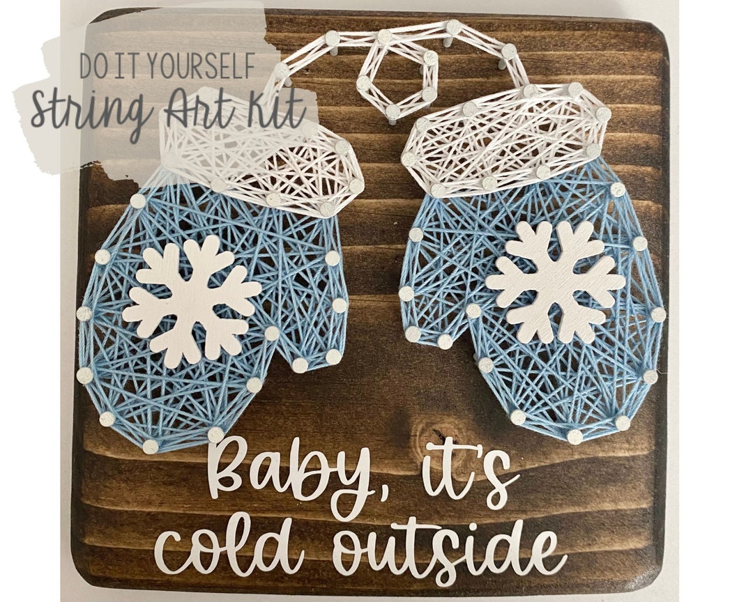 DIY 5x5" Baby It's Cold Outside Mittens String Art Kit - Etsy