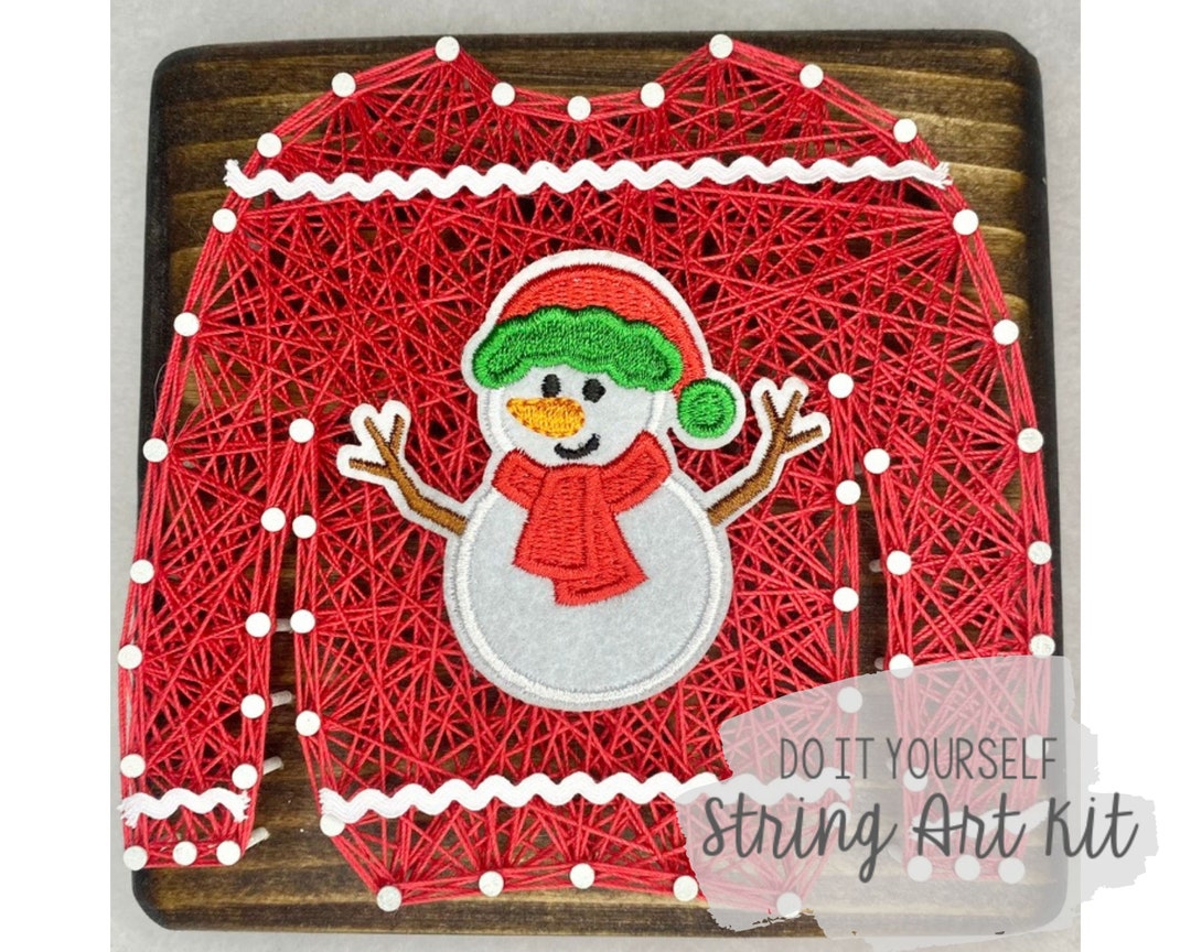 DIY 5x5" Ugly Christmas Sweater Snowman String Art Kit - Etsy