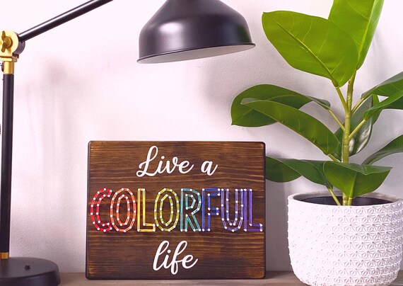 Live a Colorful Life String Art Wall Sign | Etsy