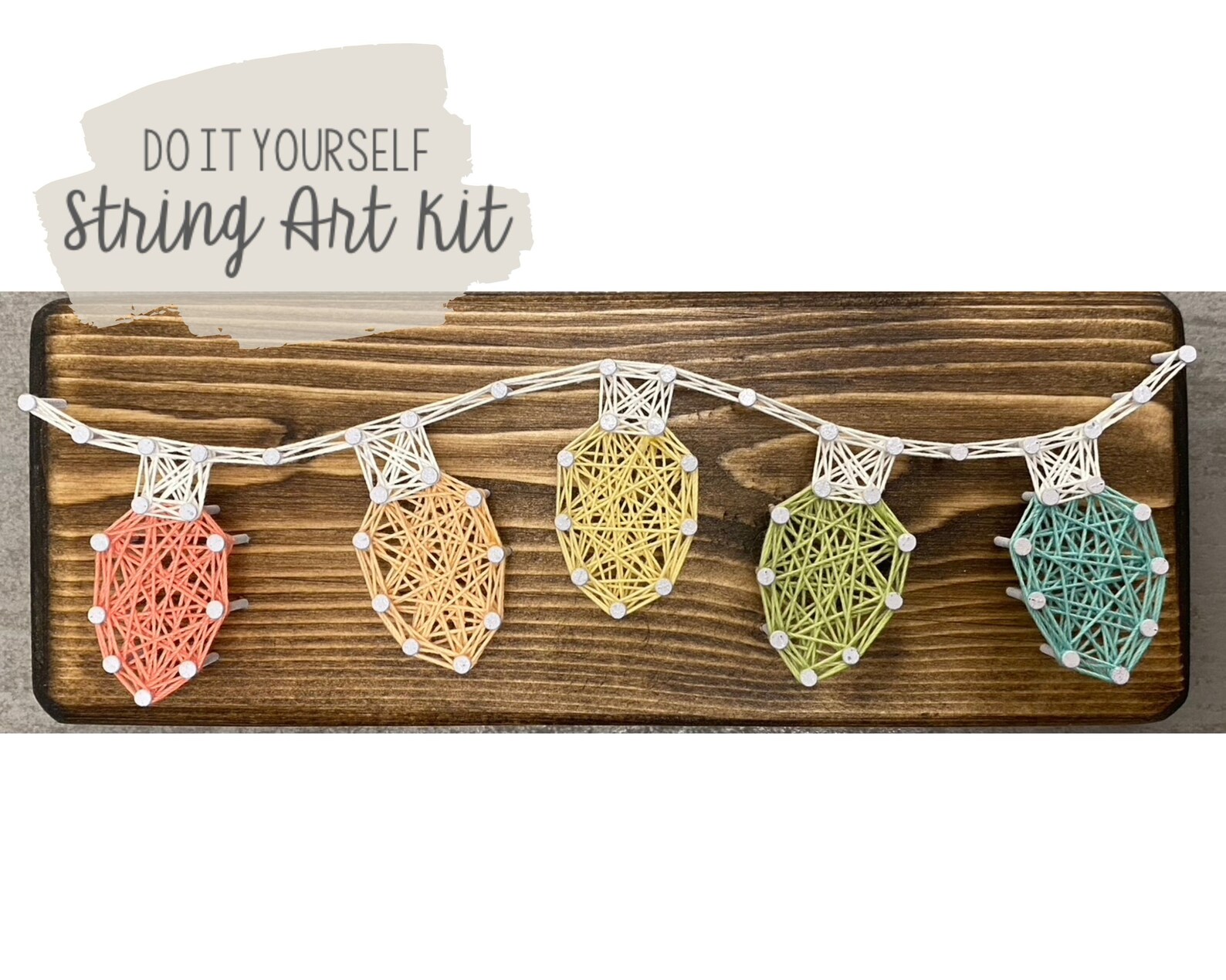 DIY Rainbow Christmas Lights String Art Kit - Etsy