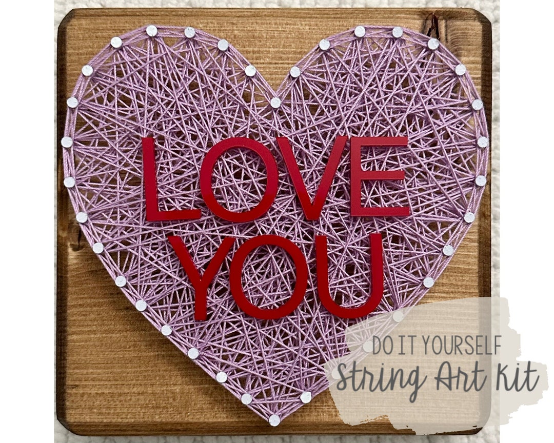 DIY 5x5" Love You Heart String Art Kit, Valentine's Day Candy Heart ...