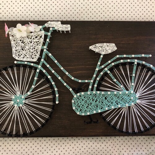 Bicycle String Art Handmade Decor Bohemian Style Wall | Etsy