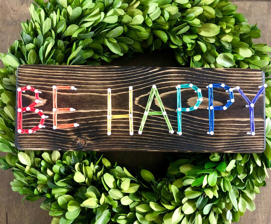 Be Happy Rainbow String Art - Etsy