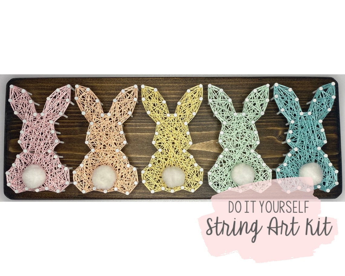 DIY Rainbow Bunnies String Art Kit - Etsy