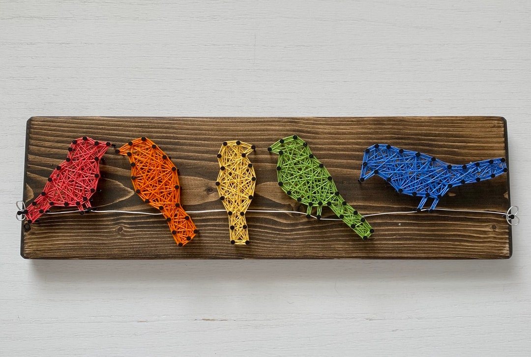 Rainbow Birds on a Wire String Art, Birds Sign, Bird String Art - Etsy