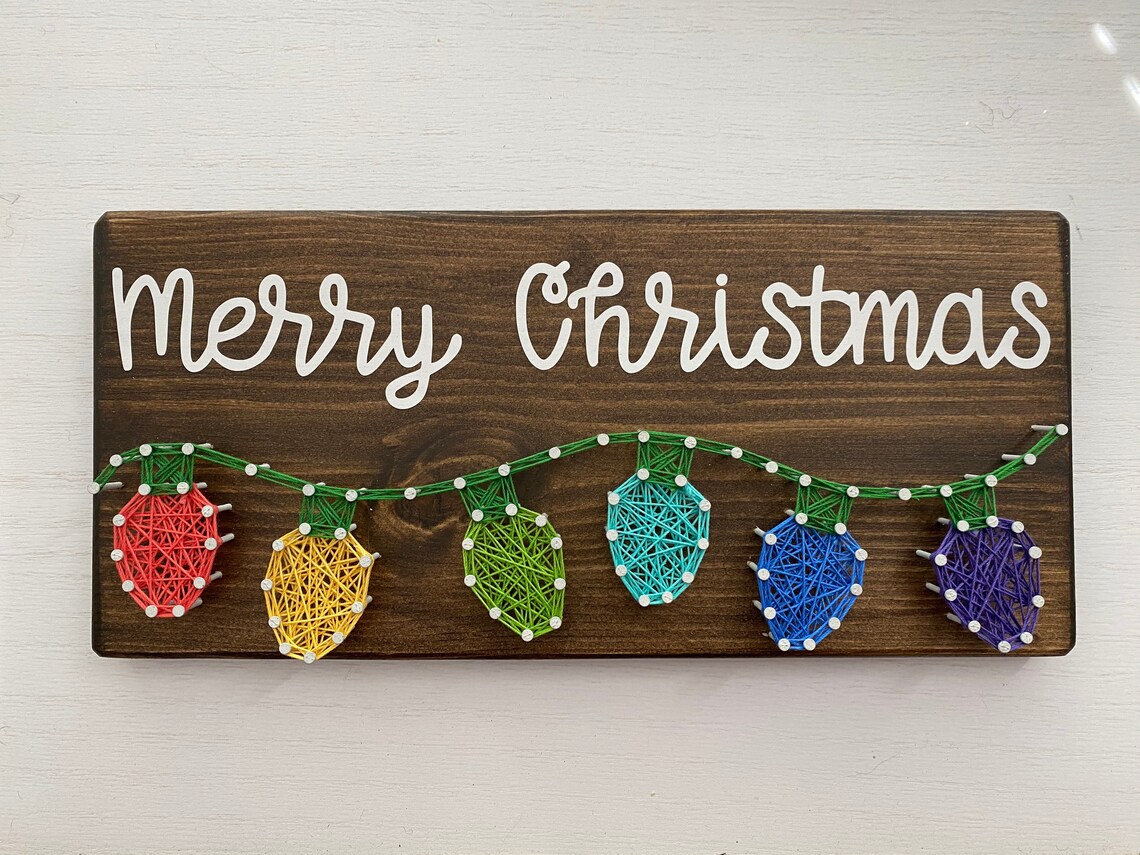 Merry Christmas Lights String Art - Etsy