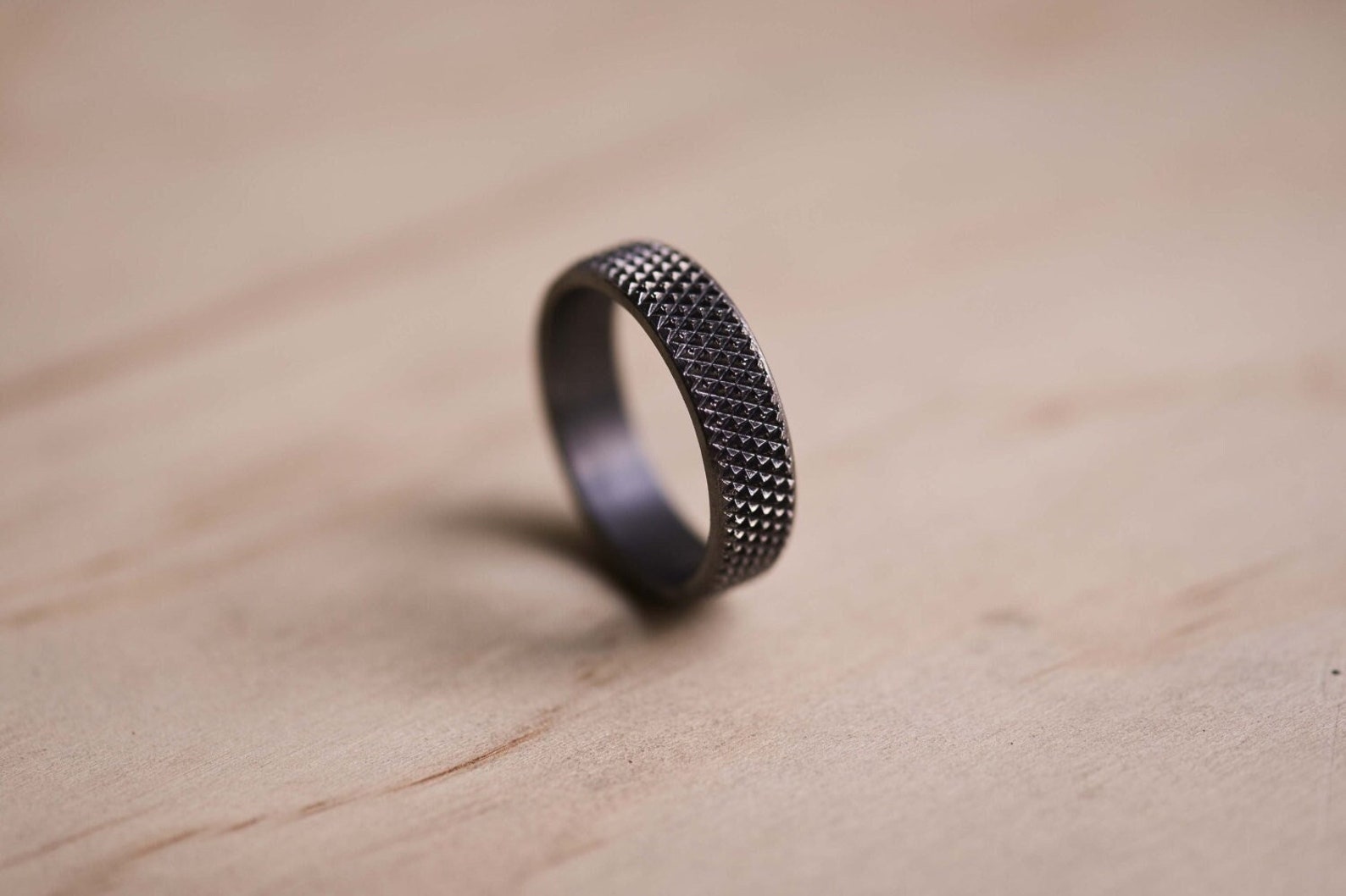 Knurled Tantalum Ring With Diamond Knurl Texture Tantalum - Etsy