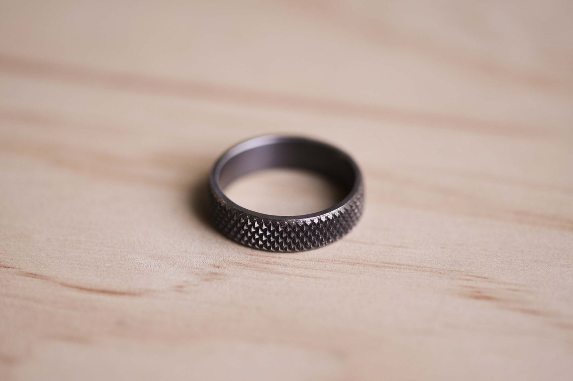 Knurled Tantalum Ring With Diamond Knurl Texture | Etsy