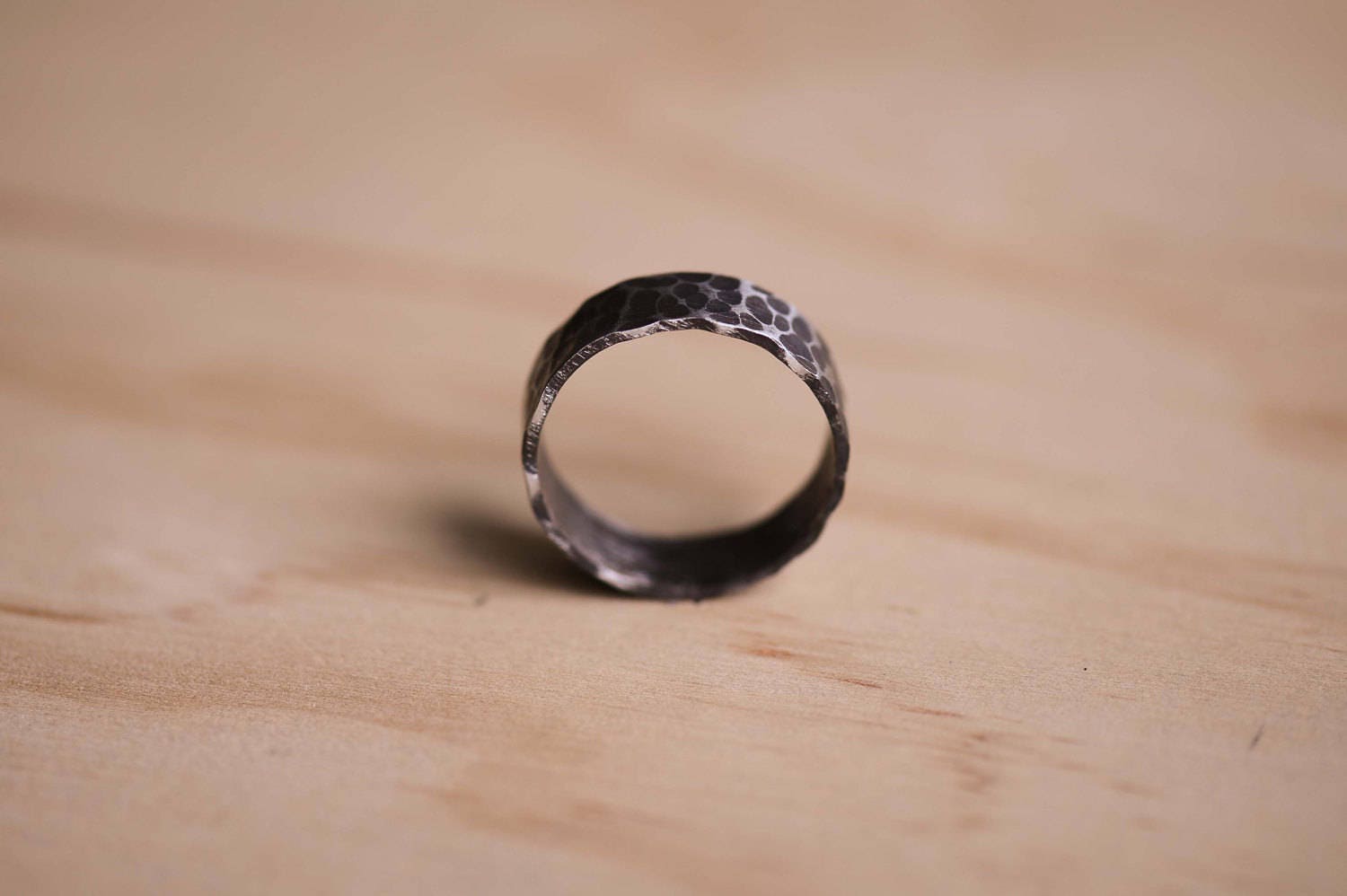 Oxidised & Hammered Stainless Steel Ring With a Brushed Finish - Etsy