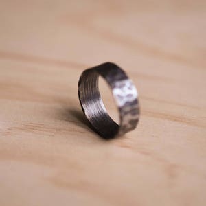 Oxidised & Hammered Stainless Steel Ring With a Brushed Finish - Etsy
