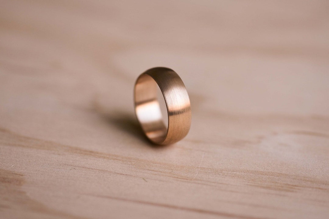 Handcrafted Domed Bronze Wedding Band, Brushed Bronze Wedding Ring ...