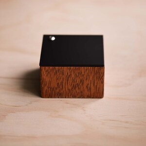 Merbau Wooden Ring Box: Black Stainless Steel Lid, Moss Interior - Etsy