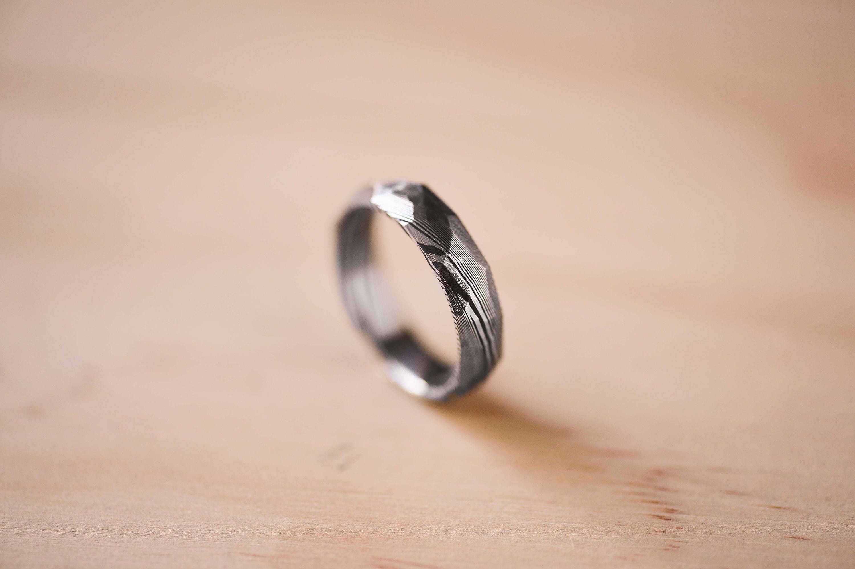 Faceted Damasteel Damascus Dense Twist Pattern Ring, Damascus Steel ...