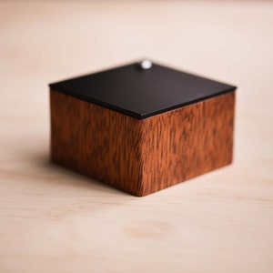 Merbau Wooden Ring Box: Black Stainless Steel Lid, Moss Interior - Etsy