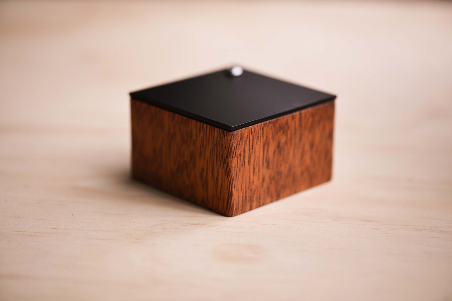 Merbau Wooden Ring Box Black Stainless Steel Lid With Moss | Etsy