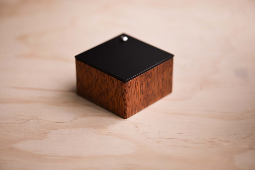 Merbau Wooden Ring Box: Black Stainless Steel Lid, Moss Interior - Etsy