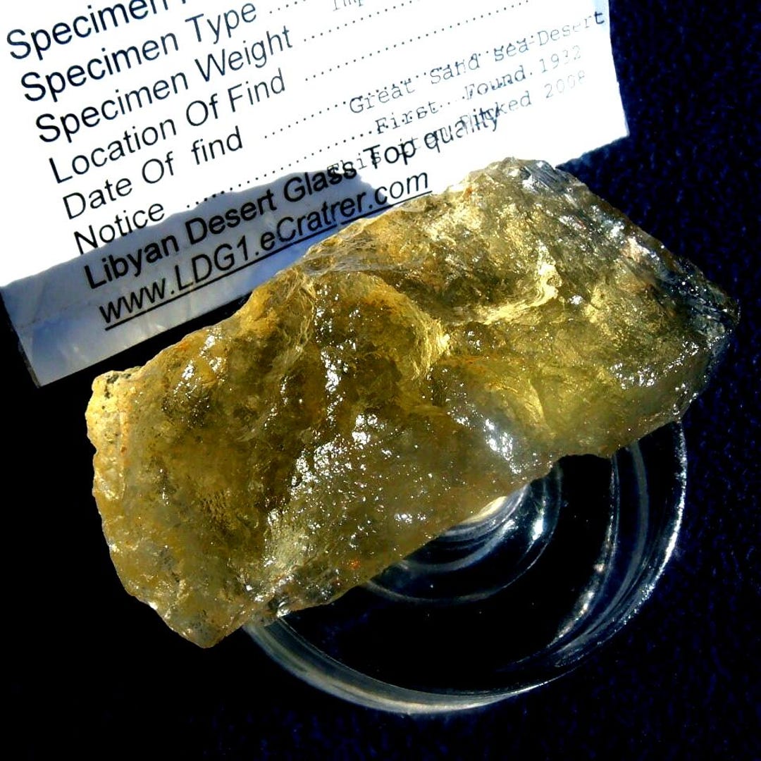 370 Crt Libyan Desert Glass( Dimples -yellow Gem) Meteorite Impact ...