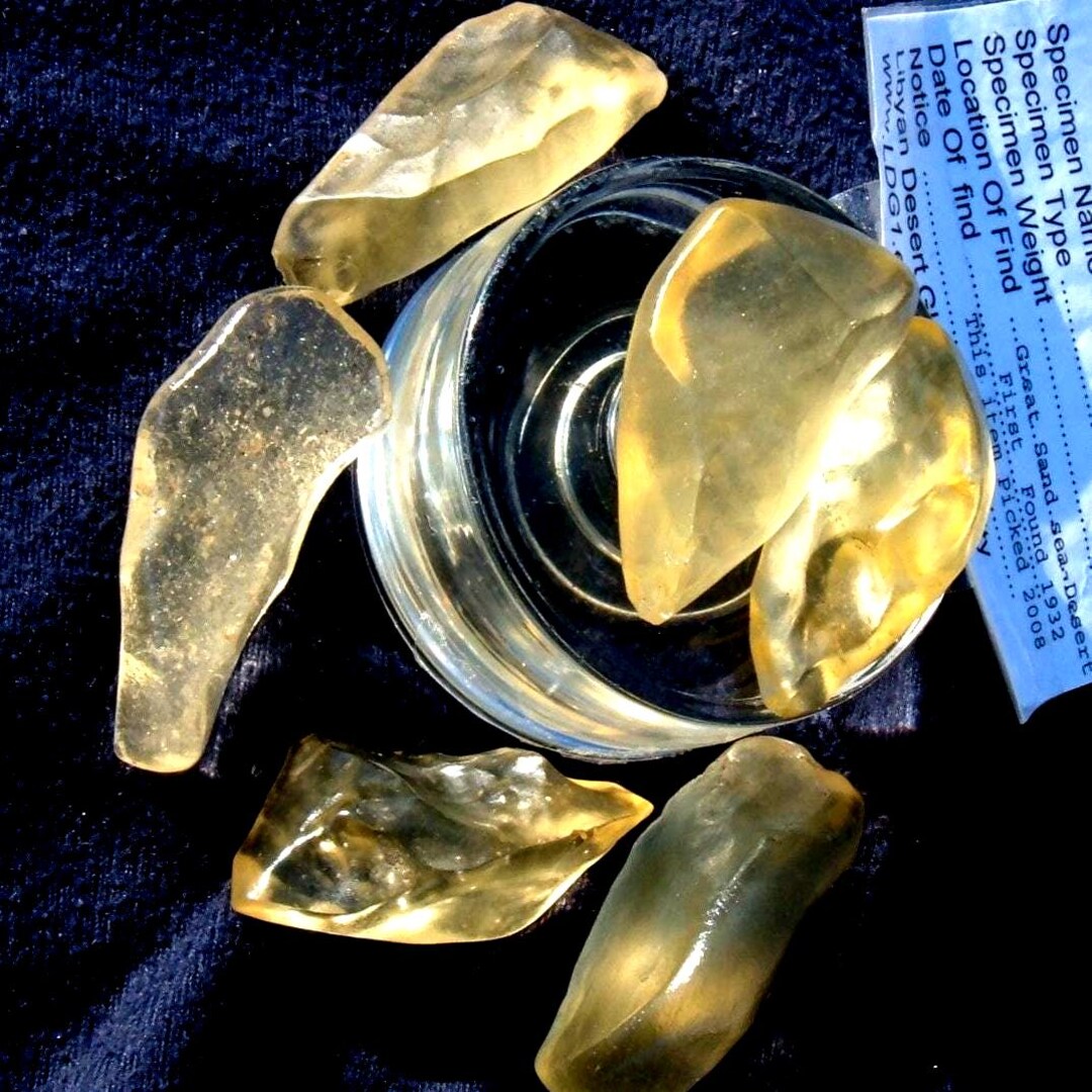 Libyan Desert Glass ( 400 Top Soft Gems 5 Specimen ) Meteorite Impact ...