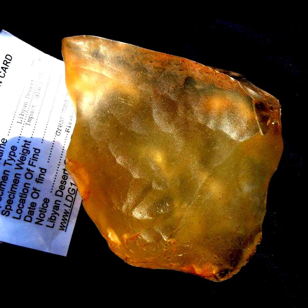 1285 Crt Libyan Desert Glass (flat -super Yellow Gem) Gold Meteorite ...