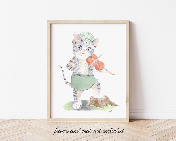 The Cat and the Fiddle Nursery Rhymes Wall Art Watercolor | Etsy