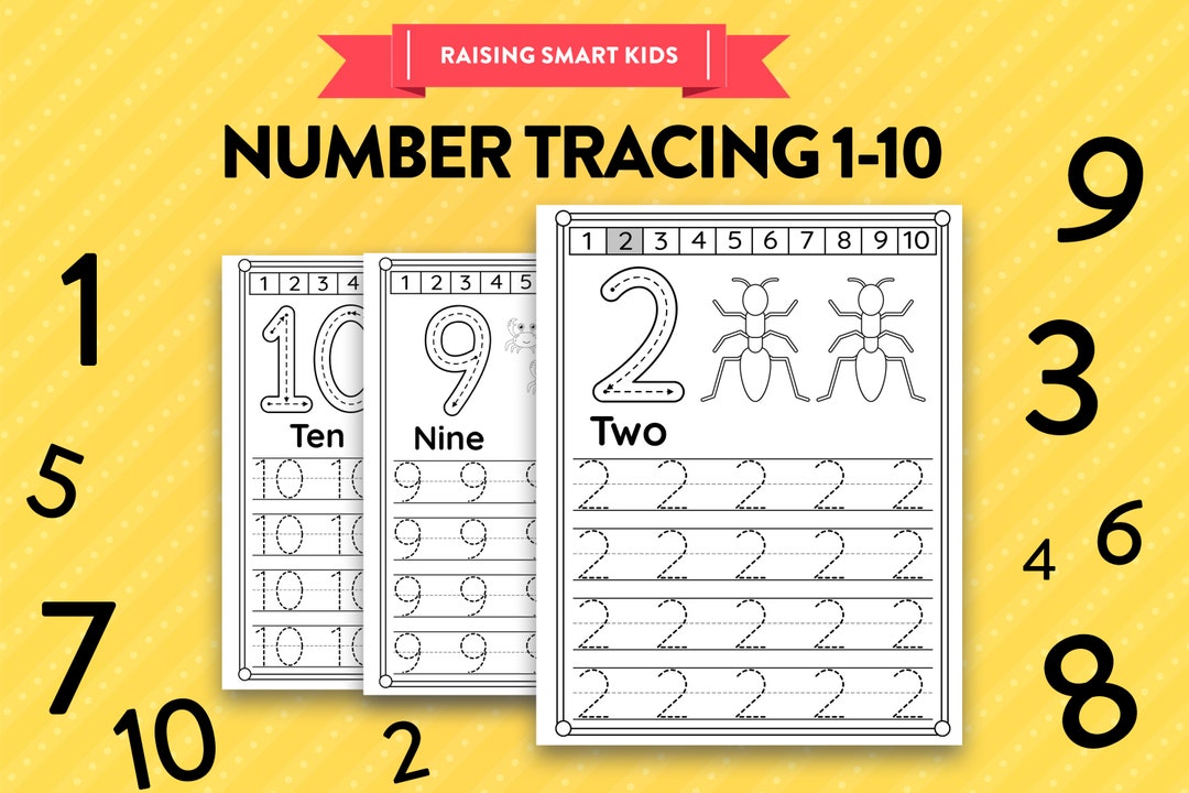 Number Tracing Worksheet 1-10. Printable Trace Numbers. Handwriting ...