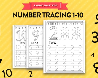 Number Tracing Worksheet 1-10. Printable Trace Numbers. Handwriting ...