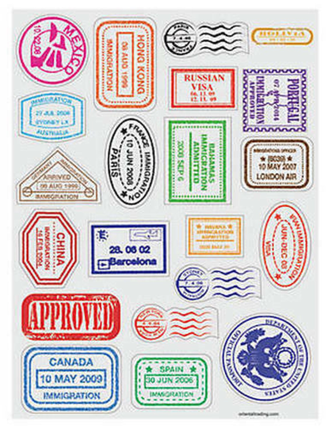 Pack of 12 Passport Stamp Sticker Sheets Great Party Bag Fillers - Etsy