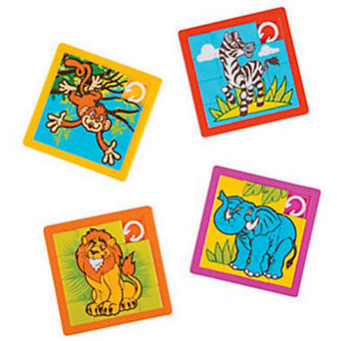 Pack of 4 - Zoo Animal Slide Puzzles - Fun and Educational Games for ...