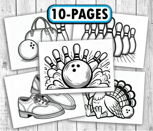 10 X Ten Pin Bowling Colouring Pages for Kids, Colouring Pages ...