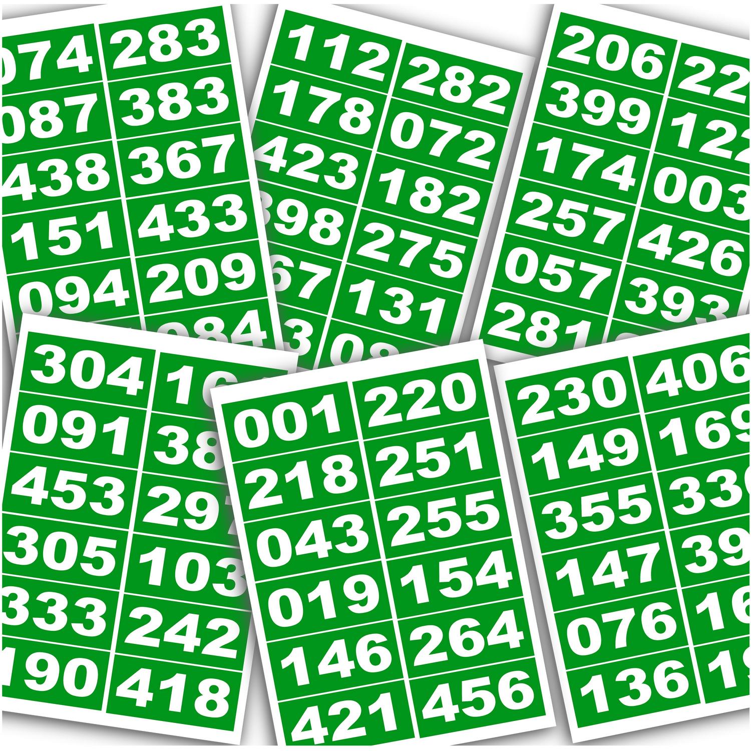 Printable Number Cards (001-456) for Challenge Games | 72 Unique Number ...