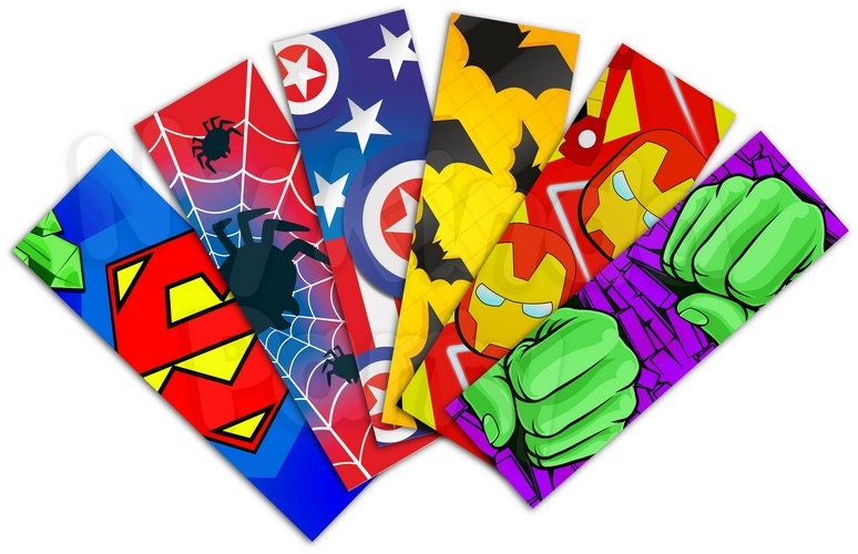 Pack of 12 - Superhero Bookmarks - Mark Your Place in Epic Adventures ...