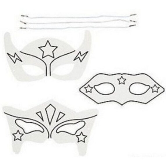 Pack of 12 Colour Your Own Superhero Masks - Etsy UK