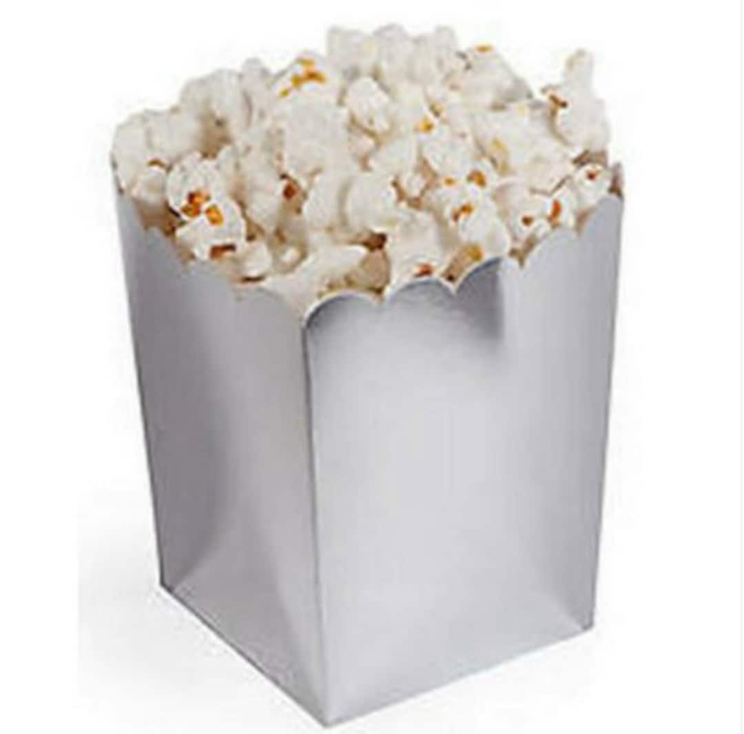 Pack of 12 - Metallic Silver Popcorn Boxes - Stylish Containers for ...